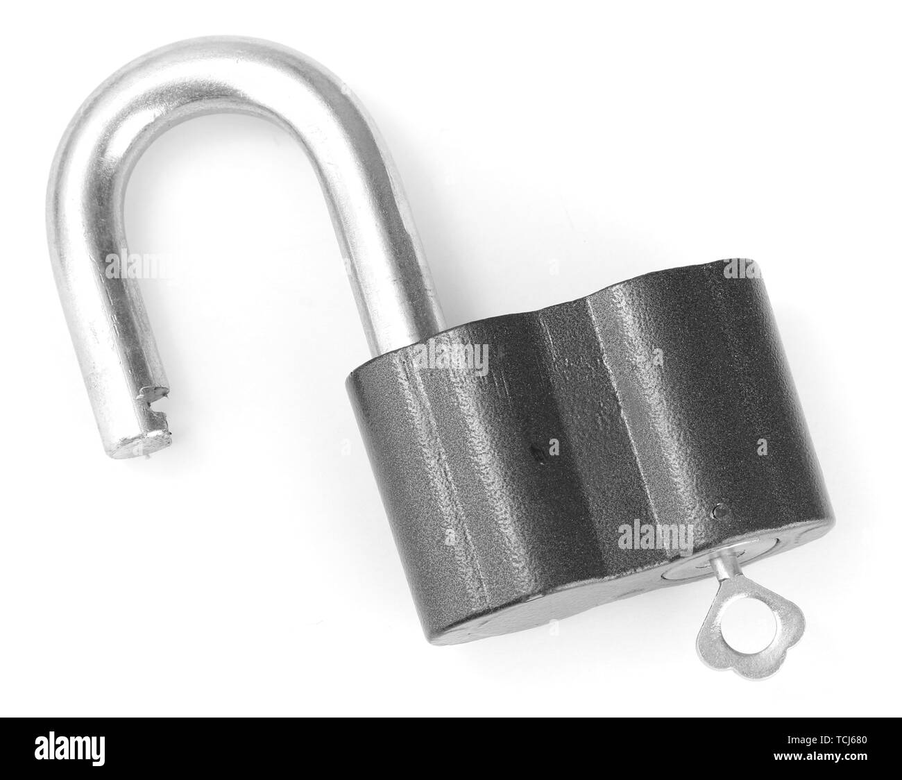 old padlock with key isolated on white background Stock Photo - Alamy