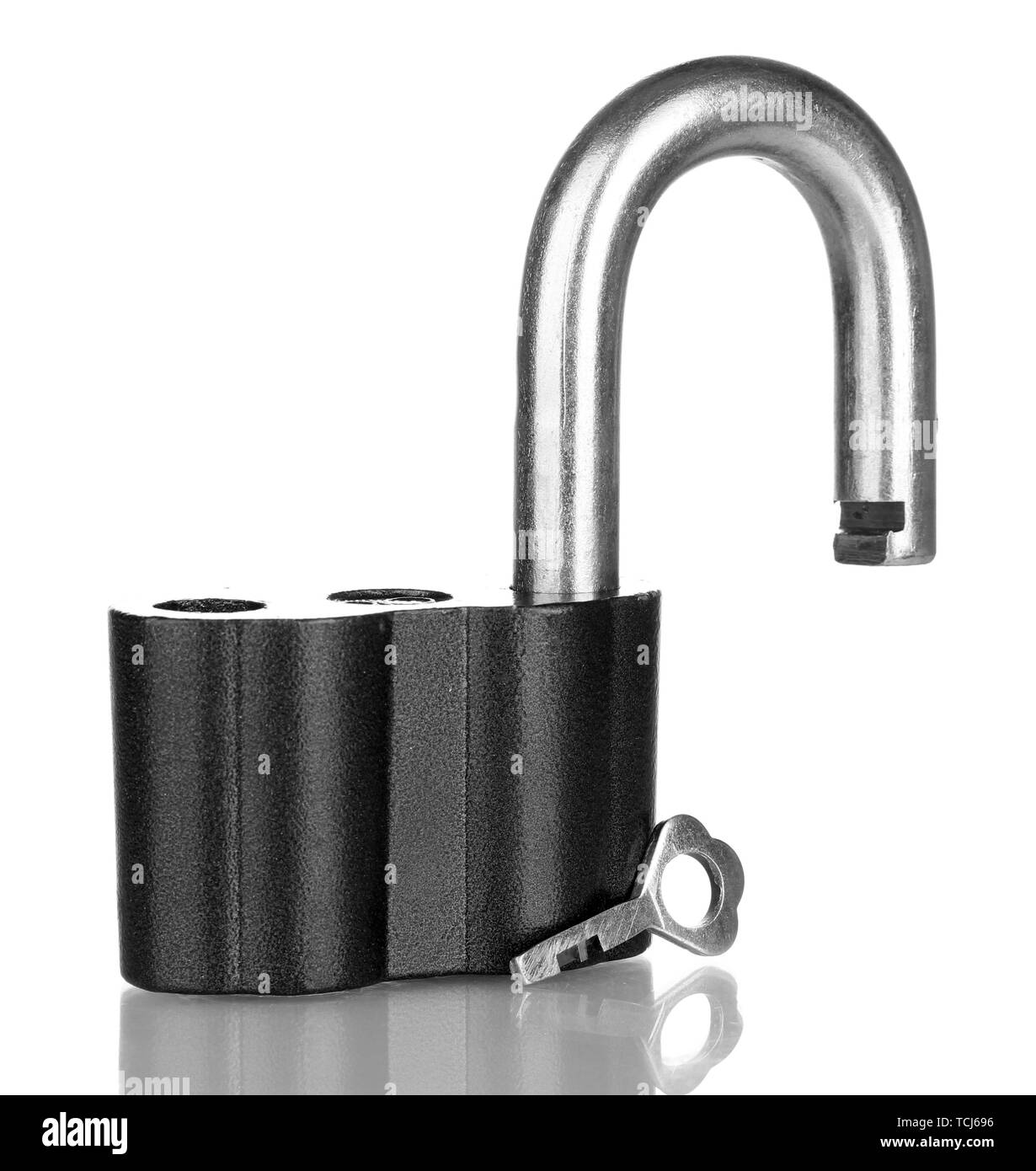 old padlock with key isolated on white background Stock Photo - Alamy