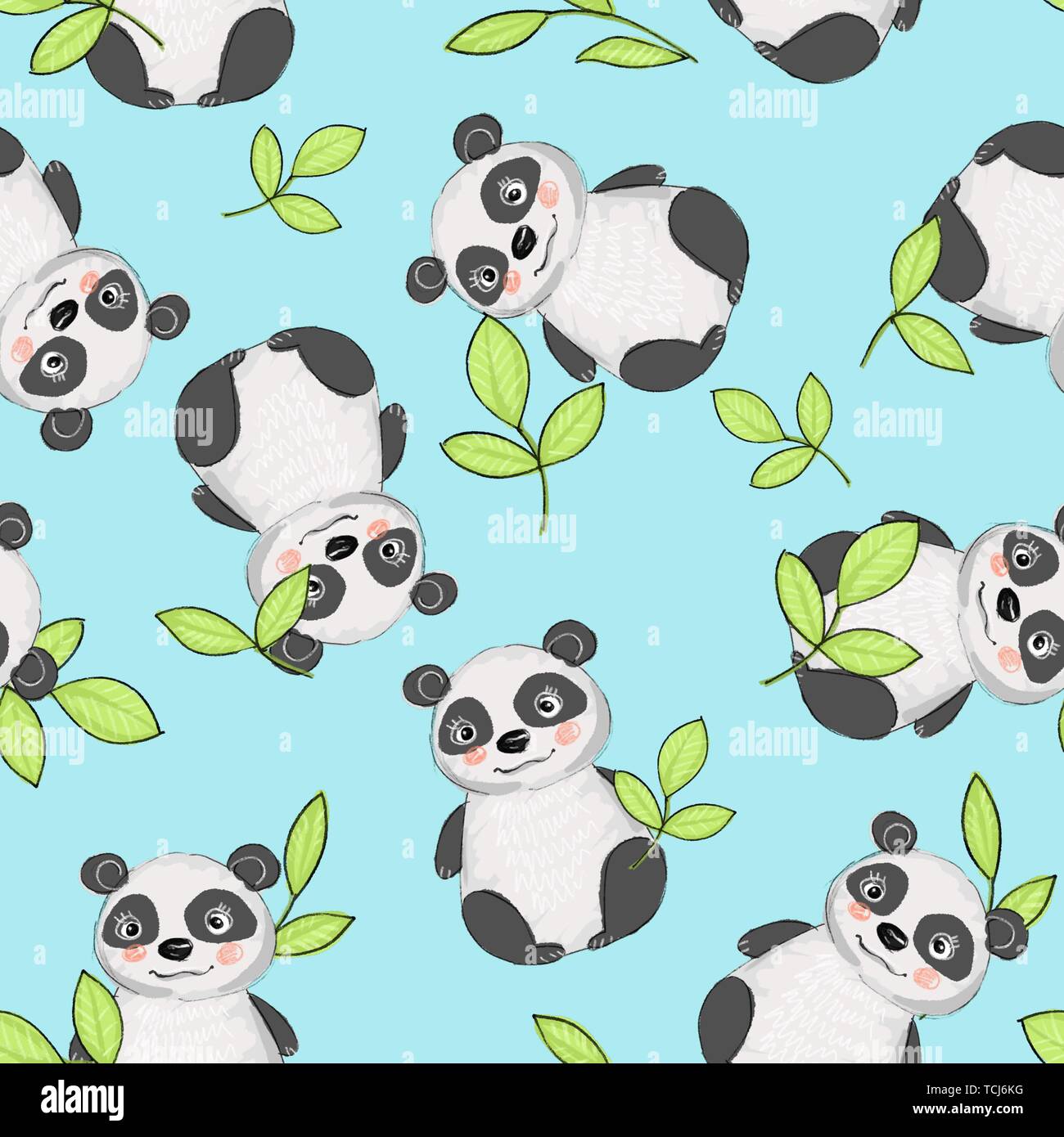 Cartoon panda bear pattern Stock Photo - Alamy