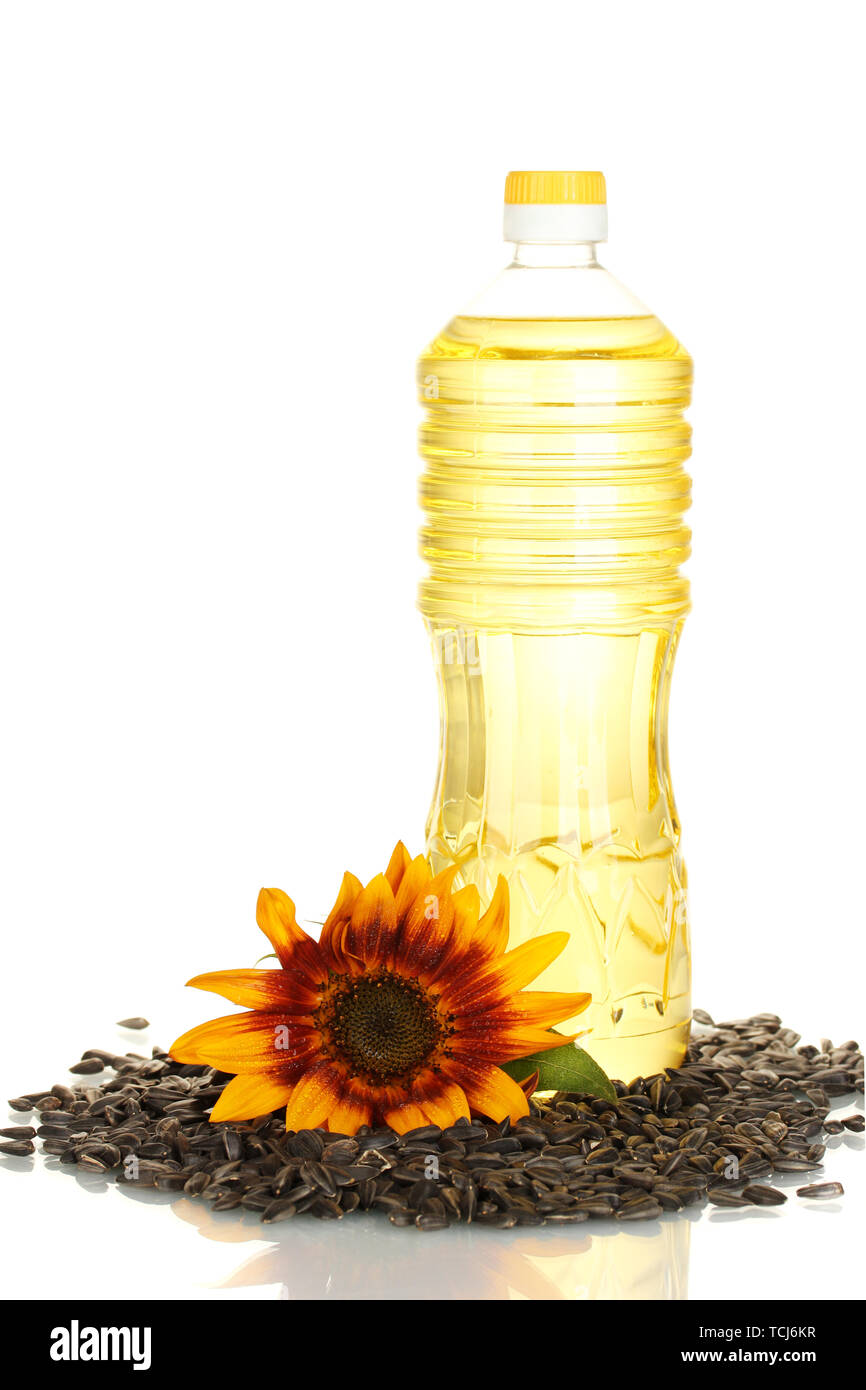 sunflower oil in a plastic bottle isolated on white background Stock ...