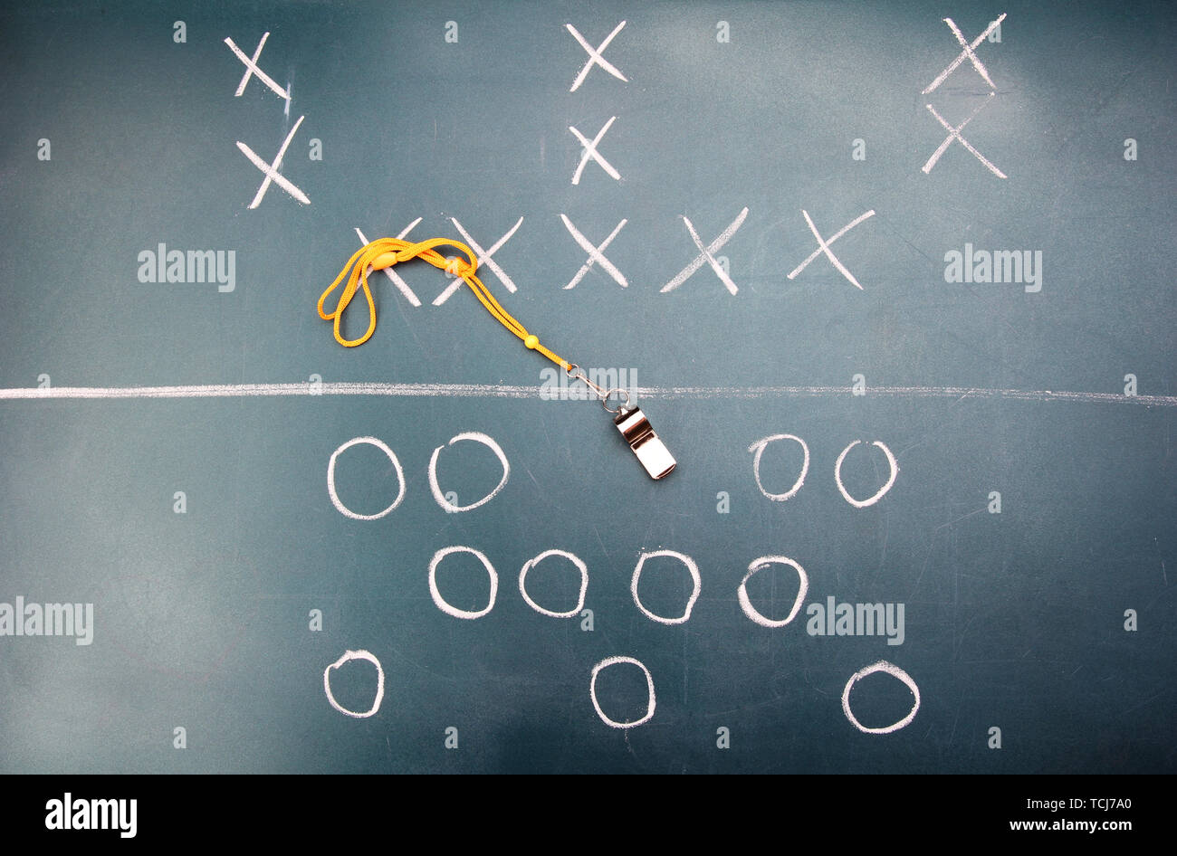 American football plan on blackboard Stock Photo - Alamy