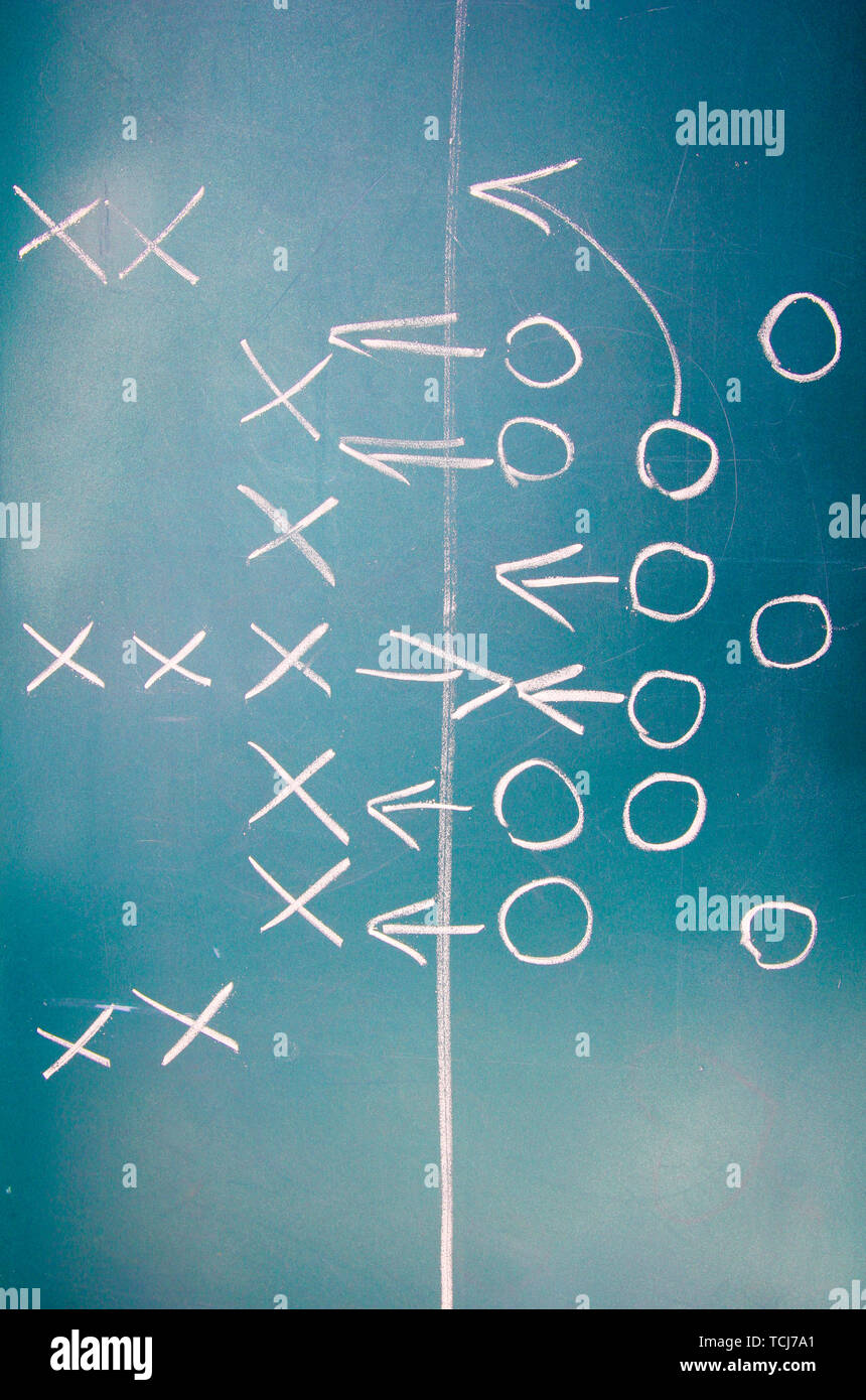 American football plan on blackboard Stock Photo - Alamy
