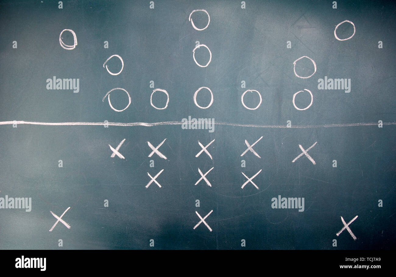 American football plan on blackboard Stock Photo - Alamy
