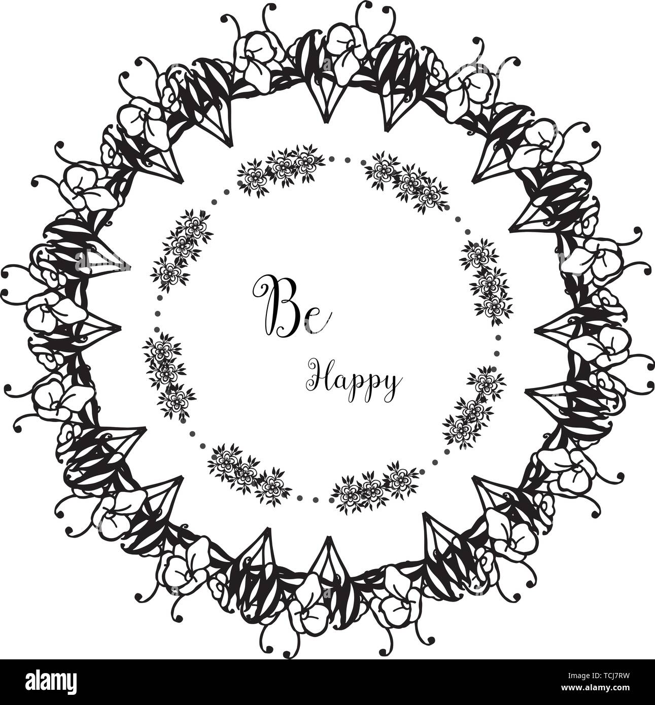 Vector illustration pattern flower frame for beautiful lettering be ...