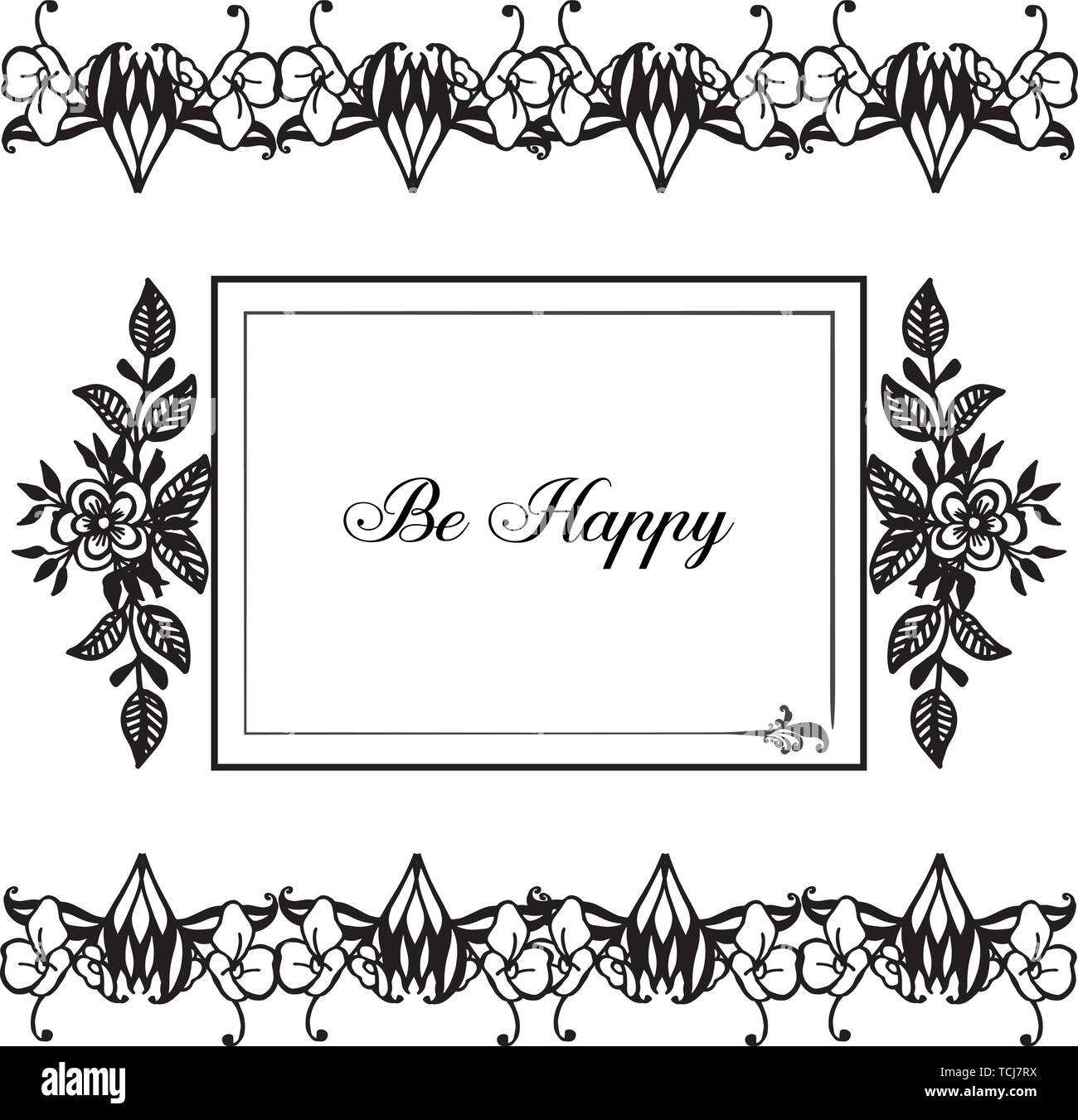 Vector illustration pattern flower frame for beautiful lettering be ...