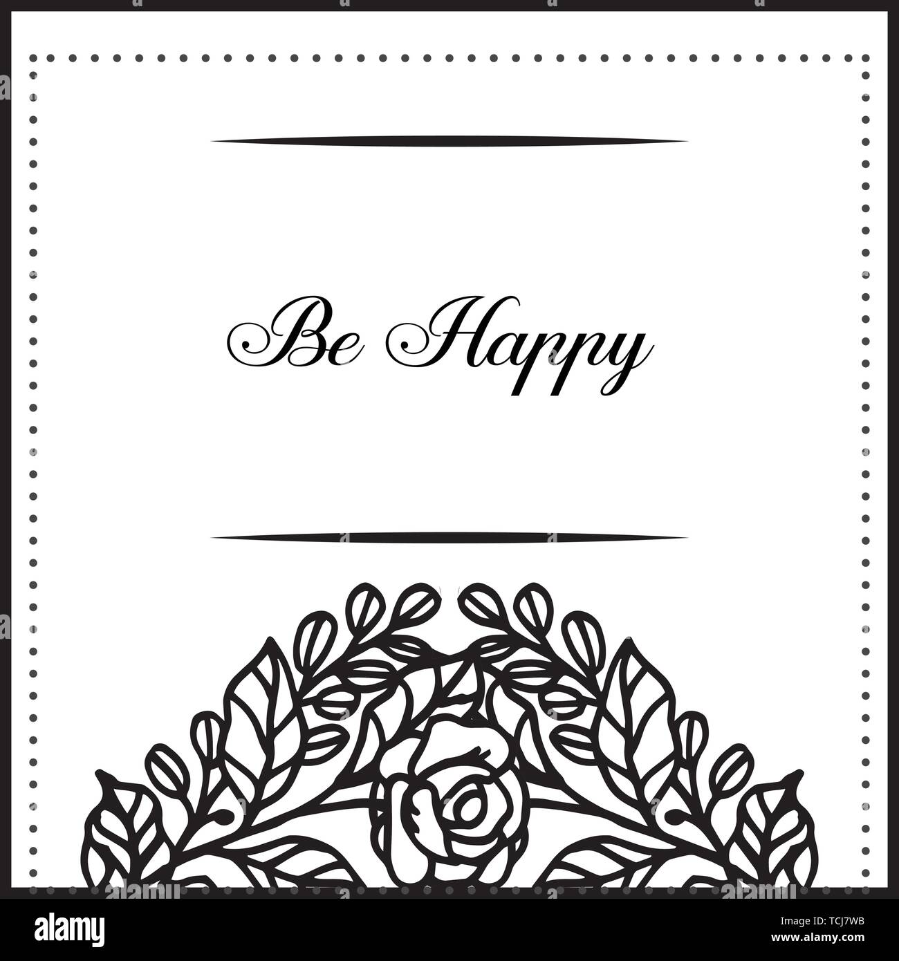 Vector illustration various shape floral frame style with lettering be ...