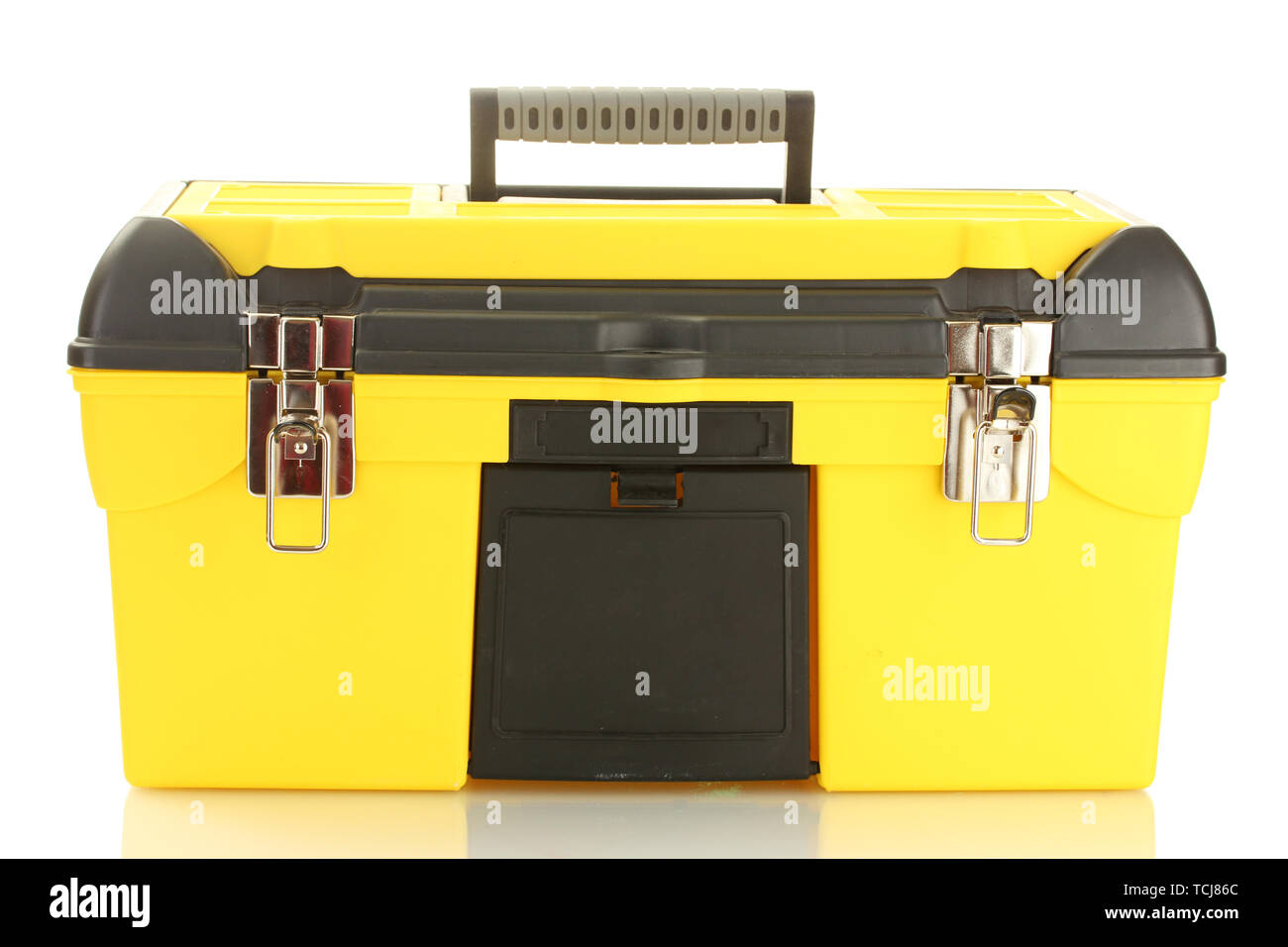 yellow tool box isolated on white close-up Stock Photo - Alamy