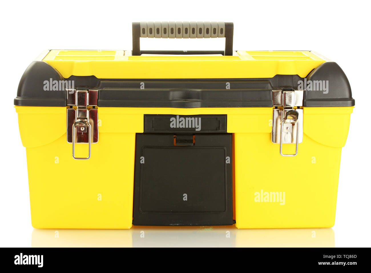 yellow tool box isolated on white close-up Stock Photo - Alamy