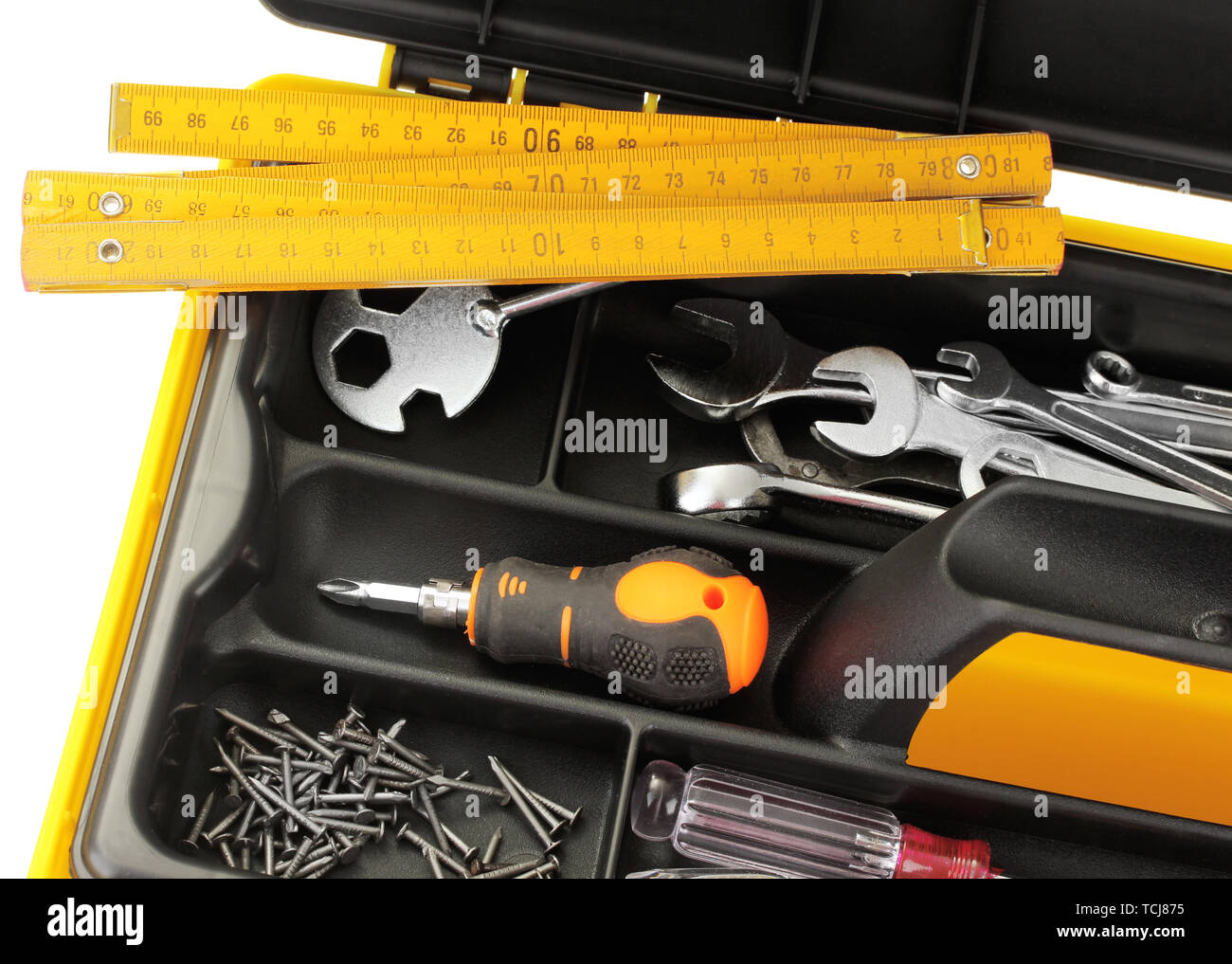 Tool box with tools close-up Stock Photo - Alamy