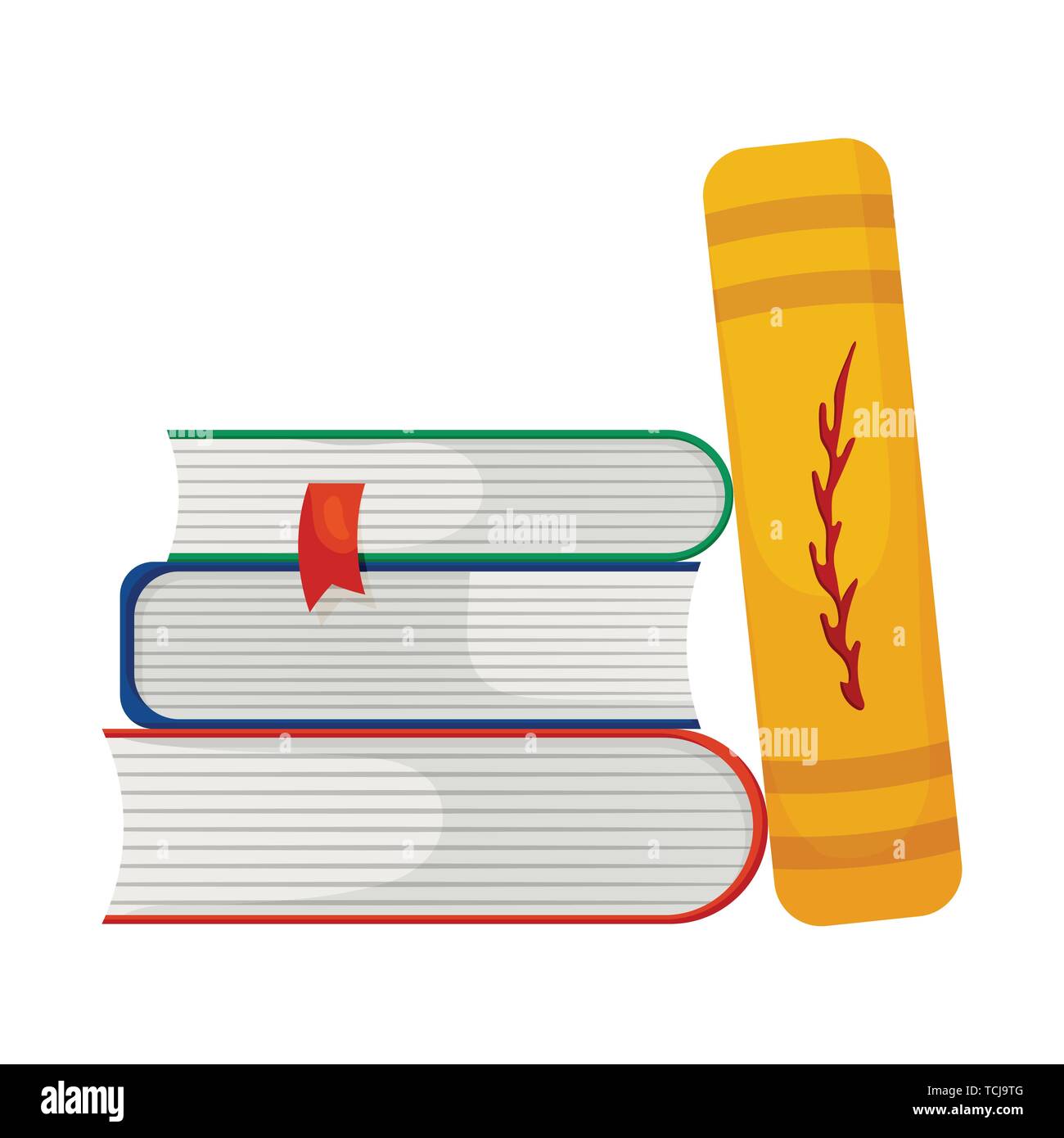 Vector illustration of book and stack sign. Collection of book and ...