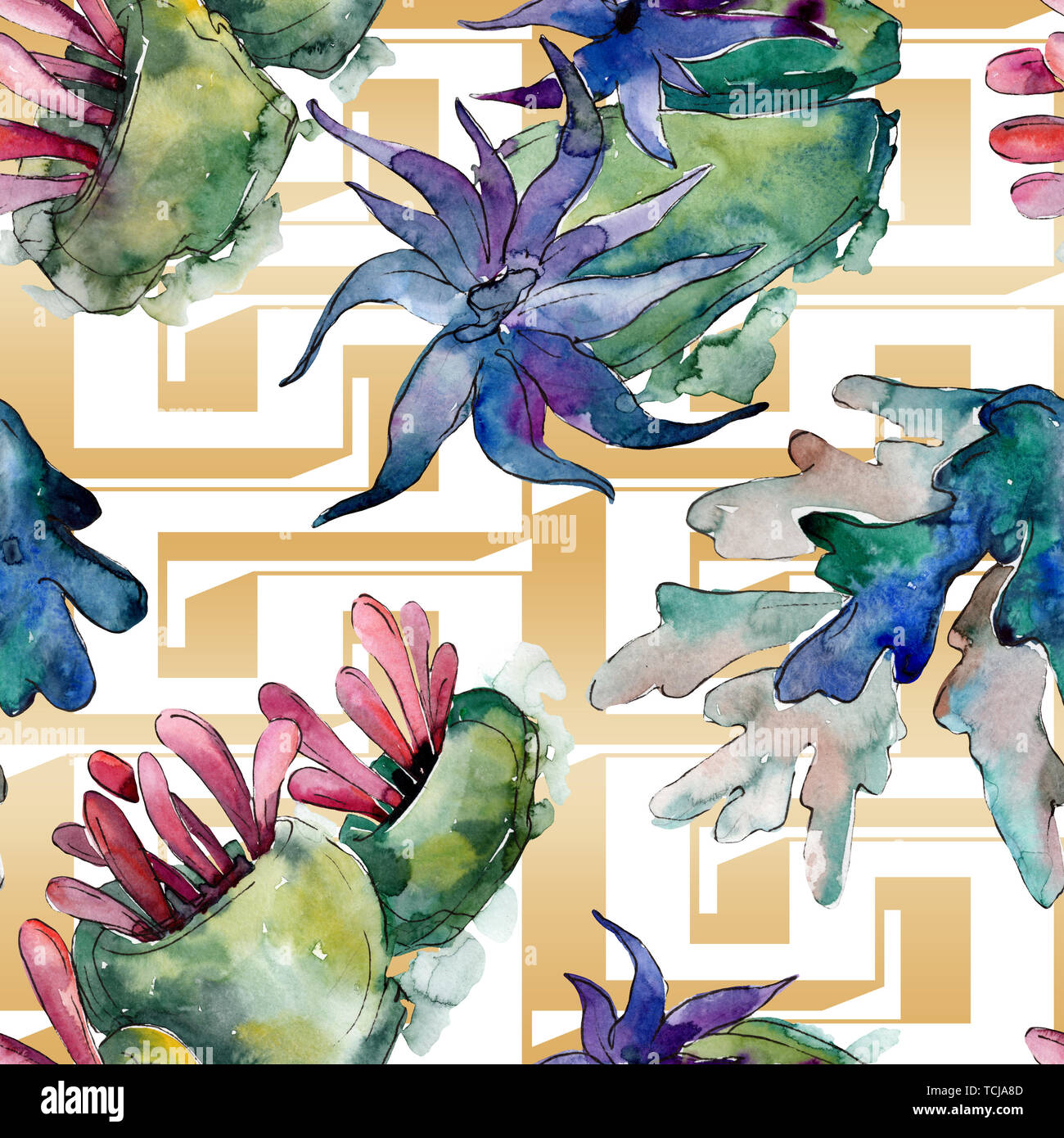 Colorful aquatic underwater nature coral reef. Watercolor illustration ...