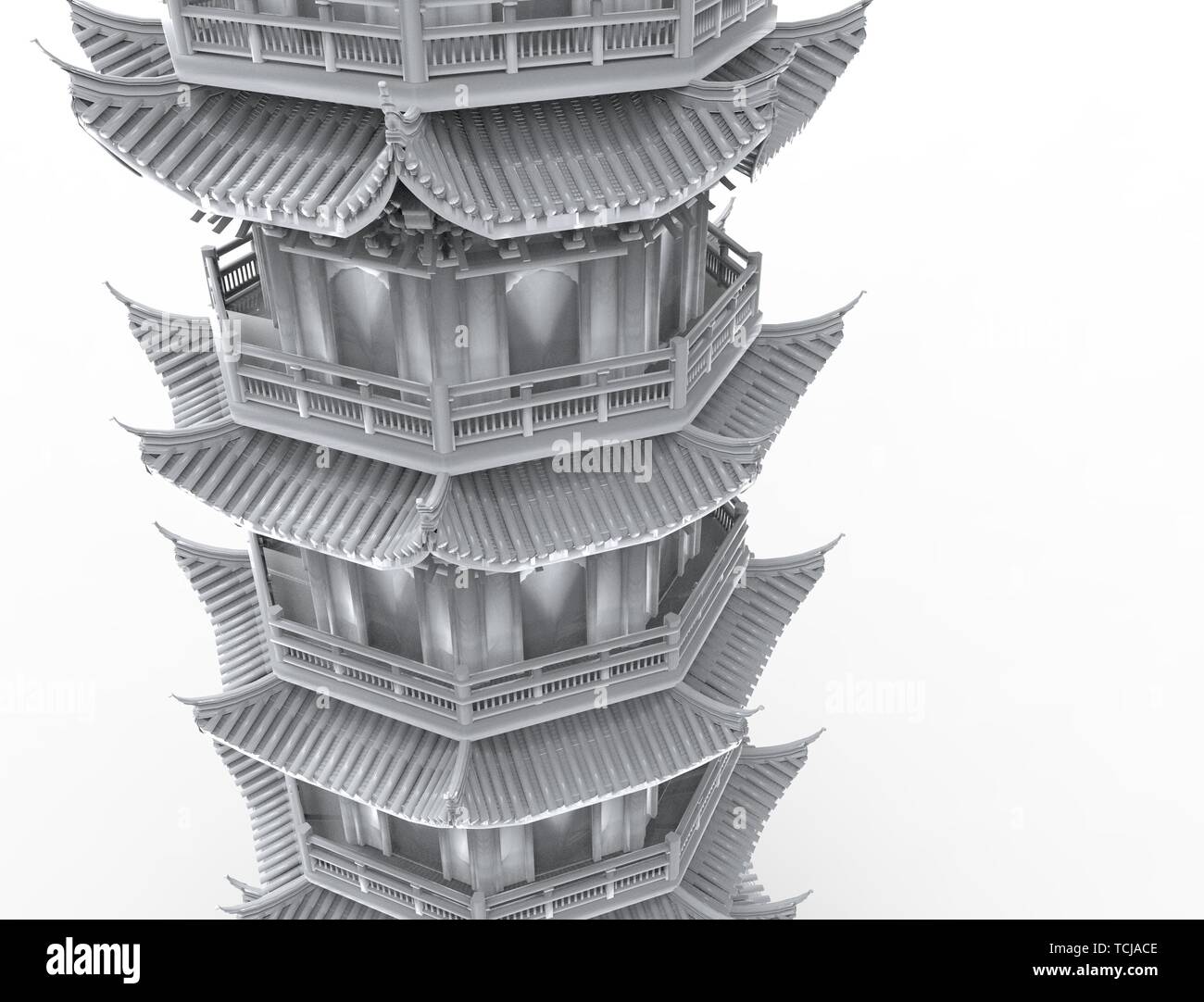 3d rendering of a asian pagoda tower isolated in white studio ...