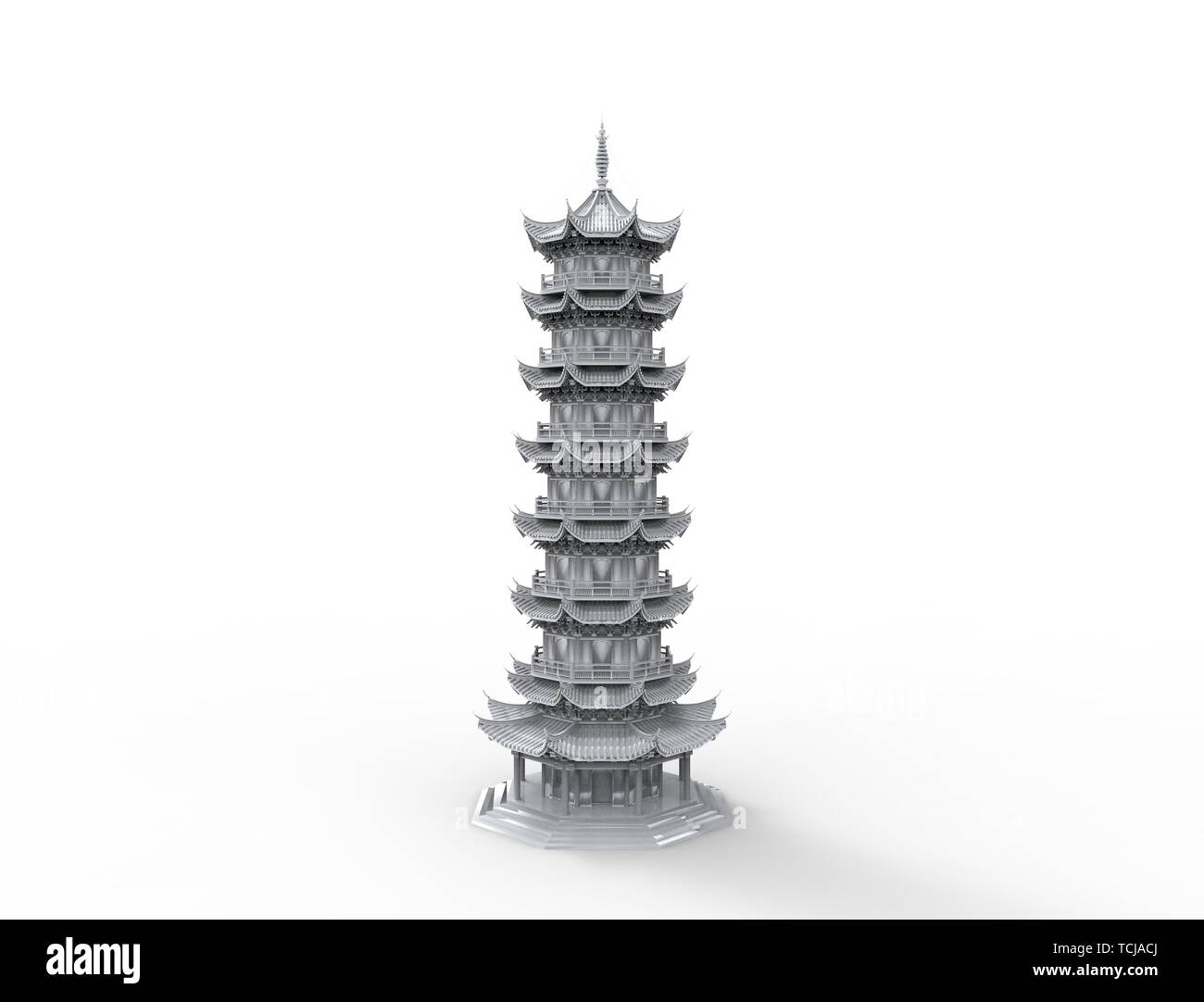 3d rendering of a asian pagoda tower isolated in white studio ...