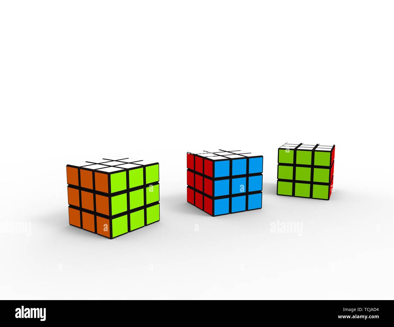 3d rendering of a puzzle cube isolated in white studio background Stock ...