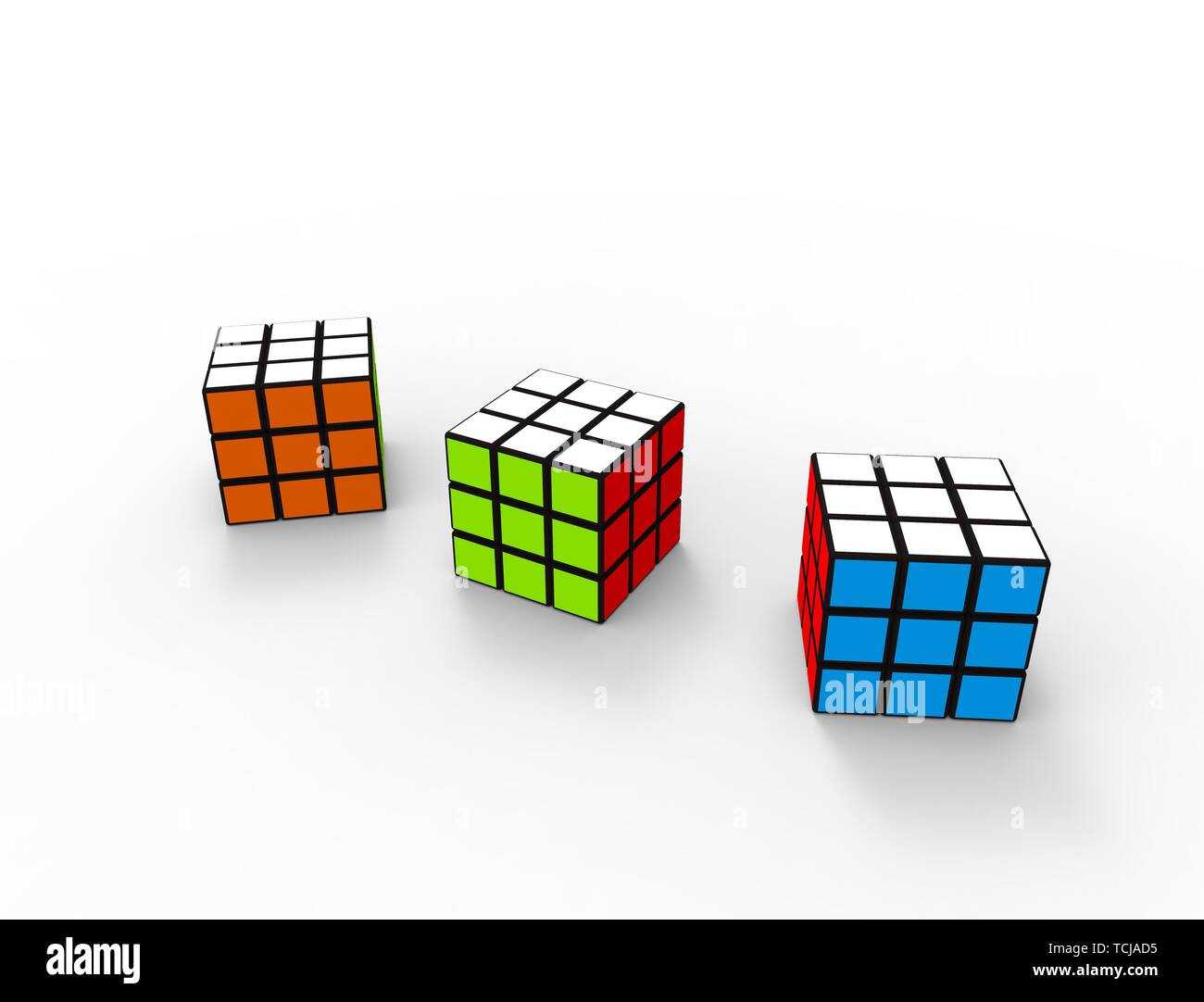 3d rendering of a puzzle cube isolated in white studio background Stock ...