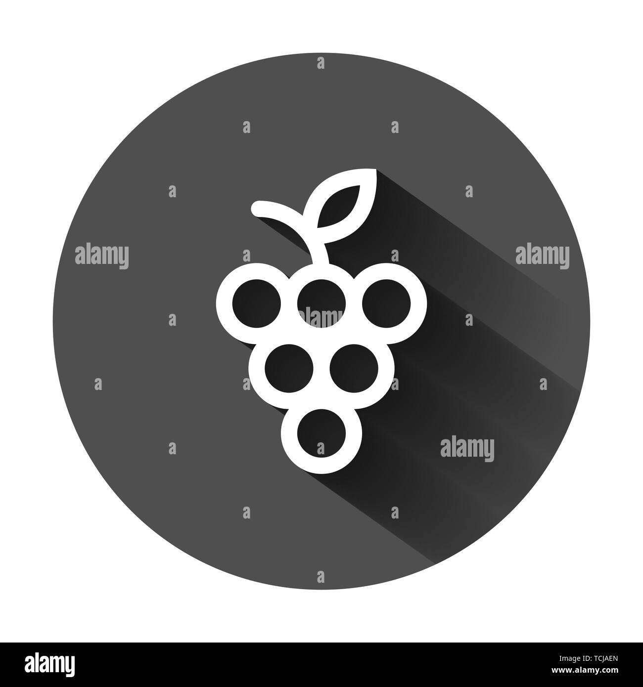 Grape fruits sign icon in flat style. Grapevine vector illustration on black round background ...