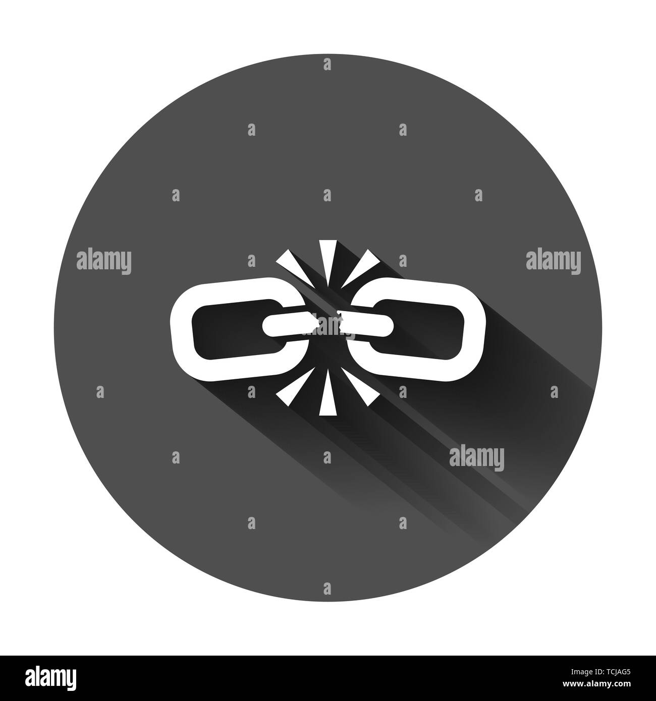 Broken chain sign icon in flat style. Disconnect link vector ...