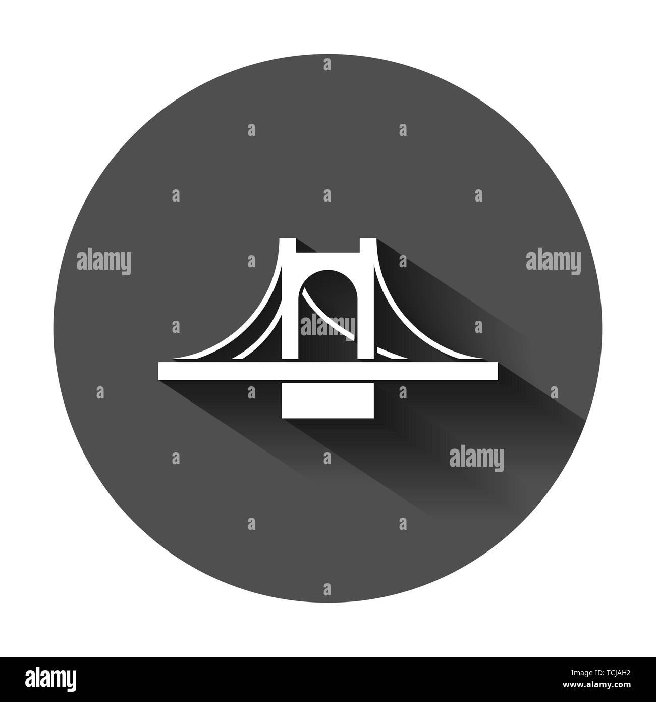 Bridge sign icon in flat style. Drawbridge vector illustration on black ...