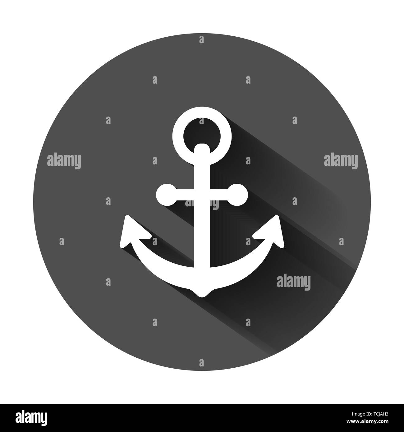 Boat anchor sign icon in flat style. Maritime equipment vector ...