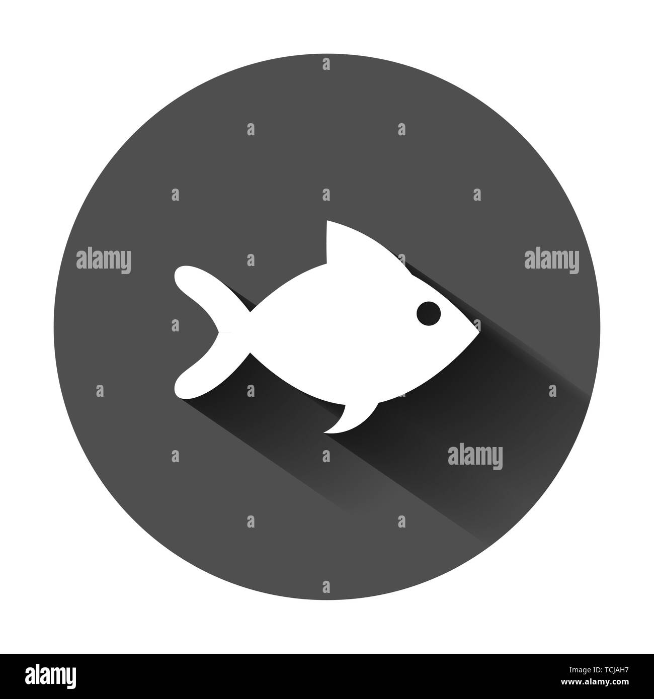 Fish sign icon in flat style. Goldfish vector illustration on black ...