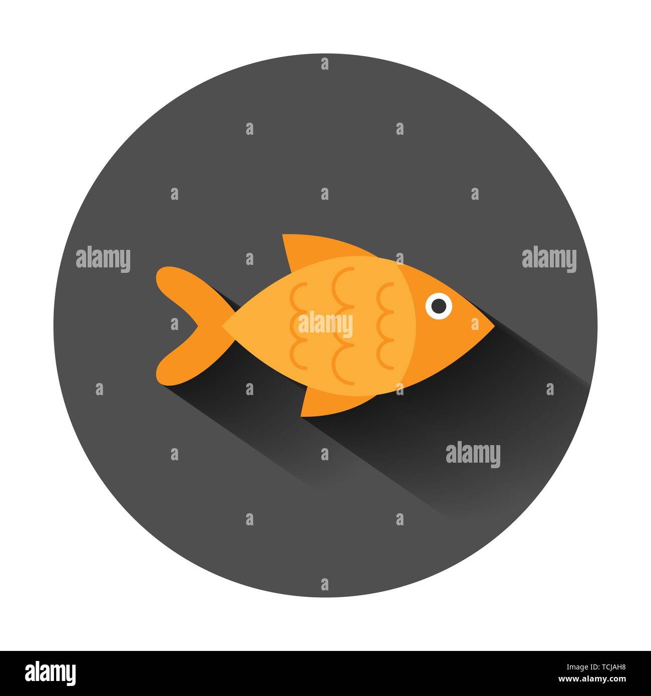 Fish sign icon in flat style. Goldfish vector illustration on black ...