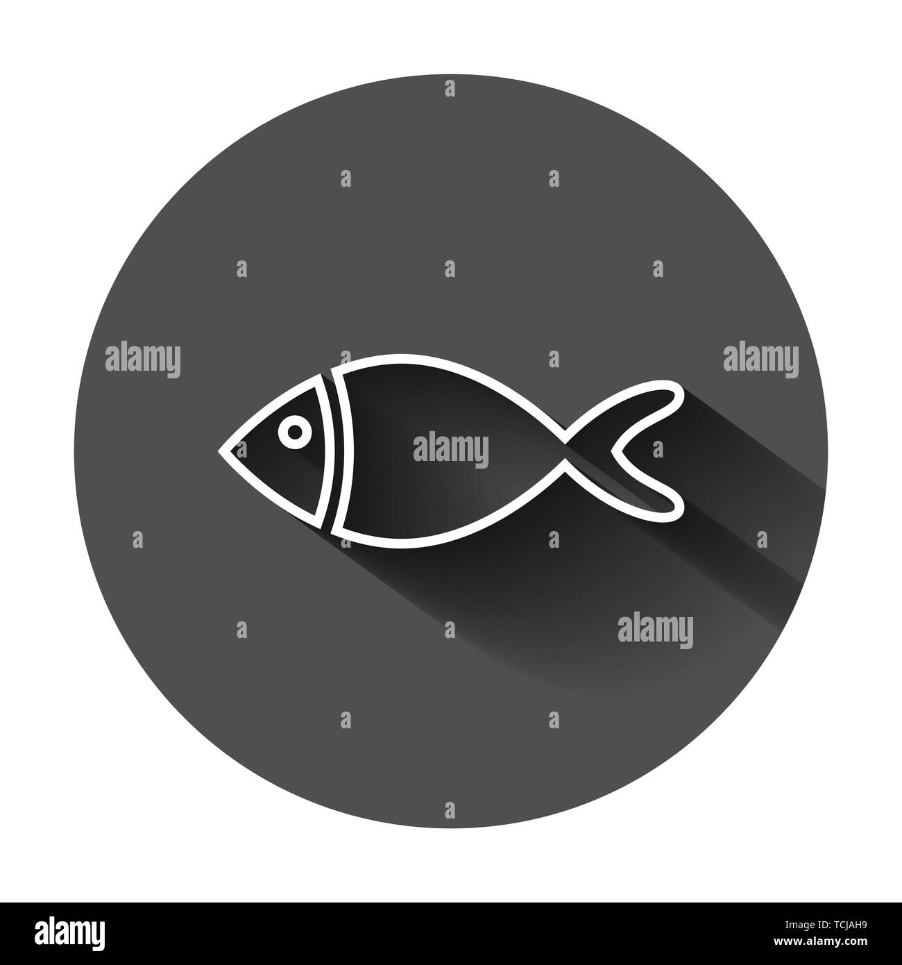 Fish sign icon in flat style. Goldfish vector illustration on black ...