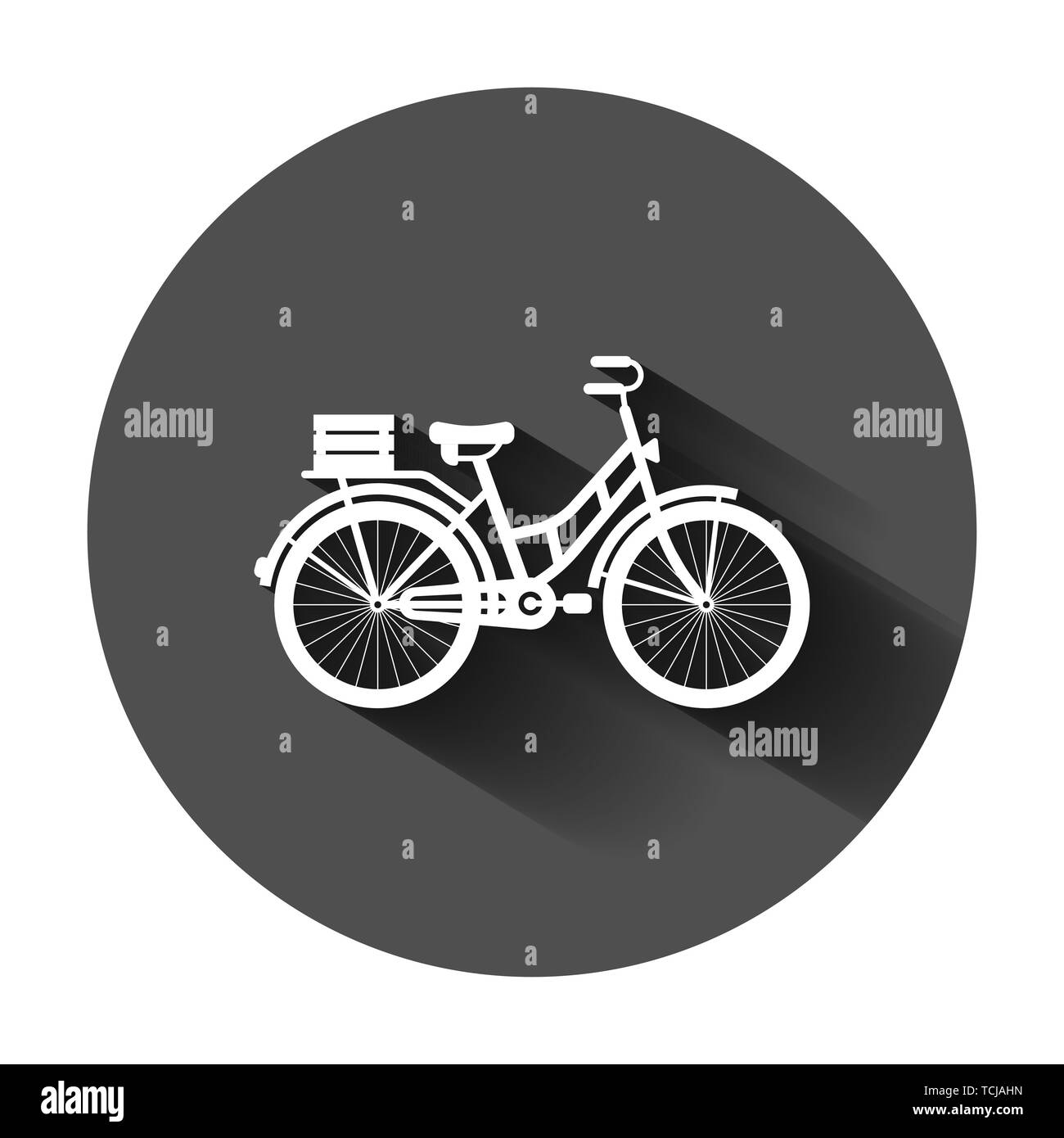 Bicycle sign icon in flat style. Bike vector illustration on black ...