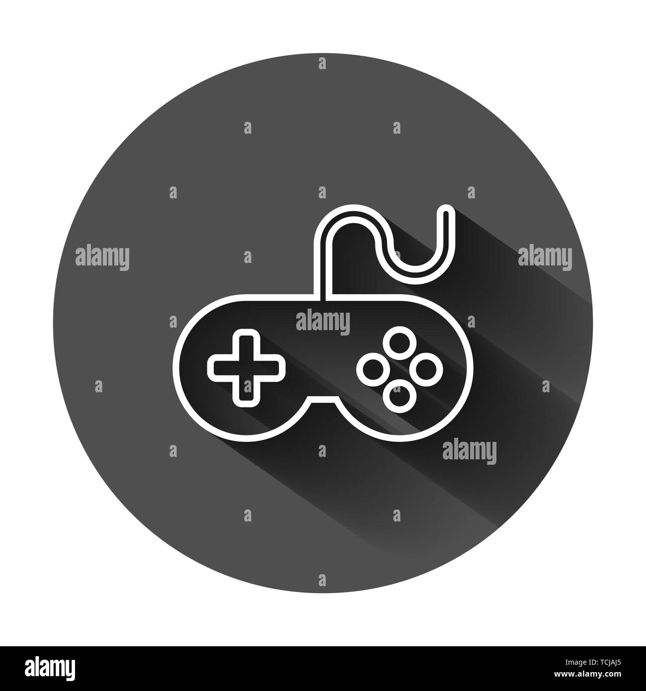 Joystick sign icon in flat style. Gamepad vector illustration on black ...