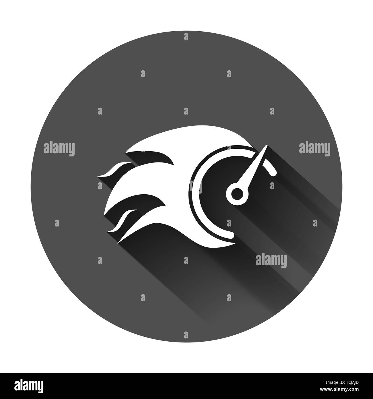 Flaming speedometer sign icon in flat style. Accelerate vector ...