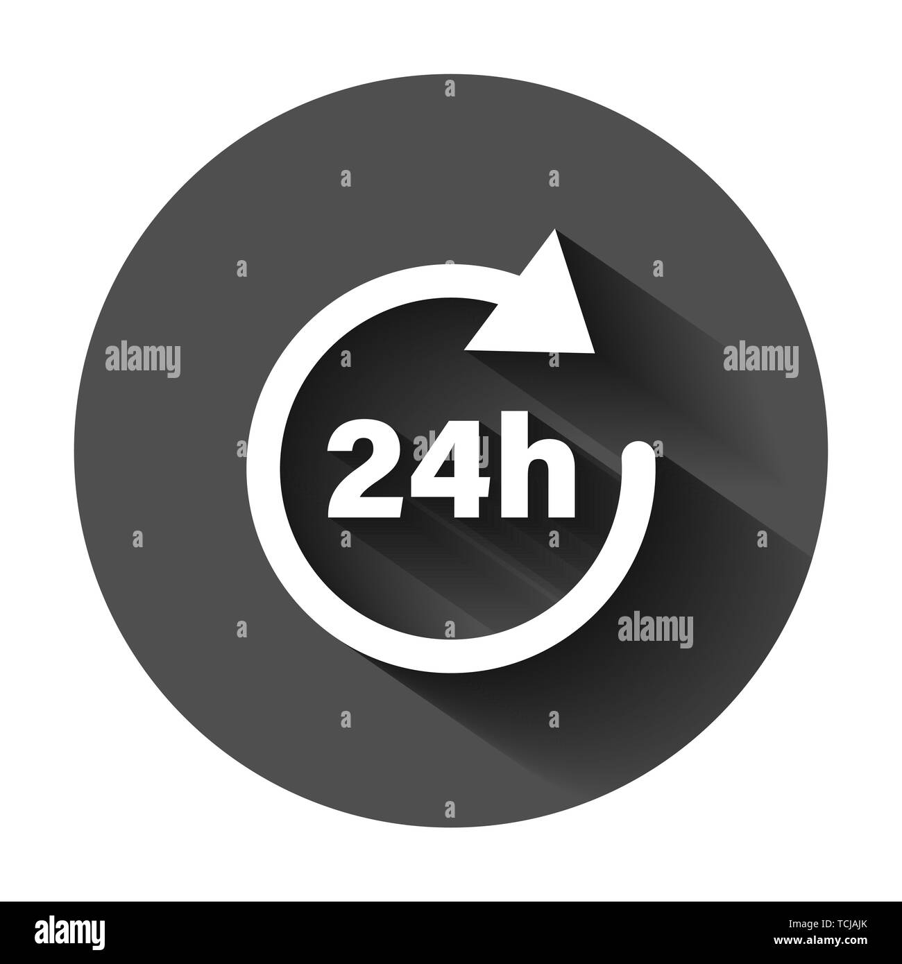 24 hours clock sign icon in flat style. Twenty four hour open vector ...