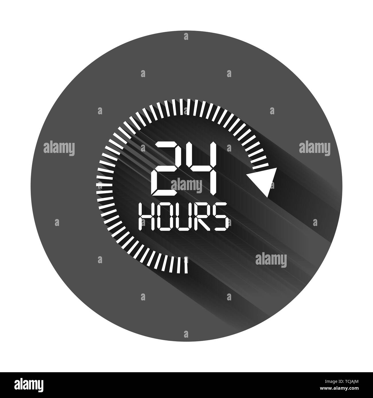 24 hours clock sign icon in flat style. Twenty four hour open vector ...