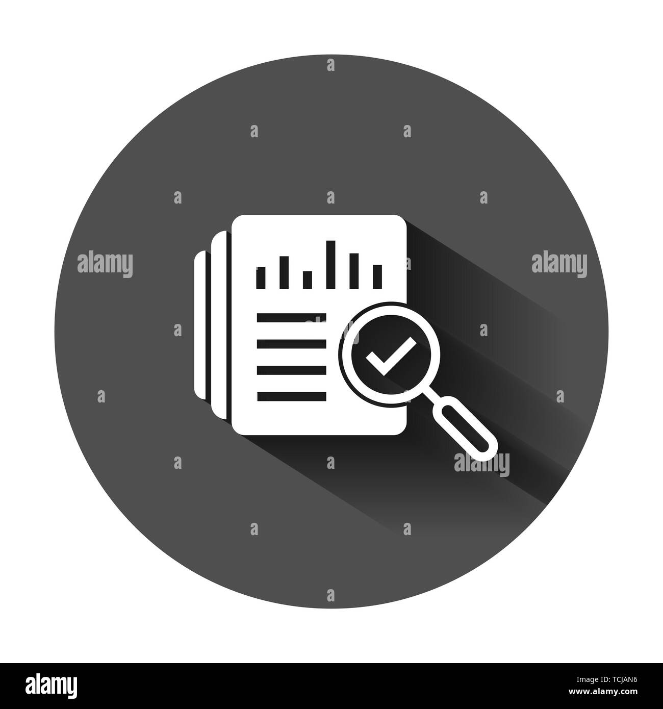 Audit document icon in flat style. Result report vector illustration on ...
