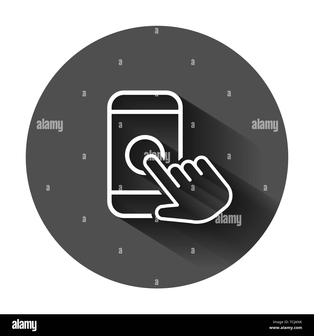 Hand touch smartphone icon in flat style. Phone finger vector ...
