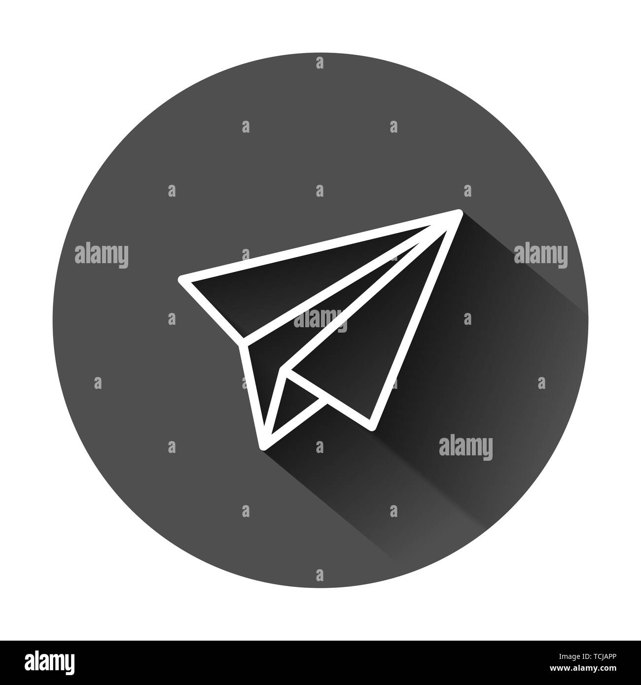 Paper airplane icon in flat style. Plane vector illustration on black ...