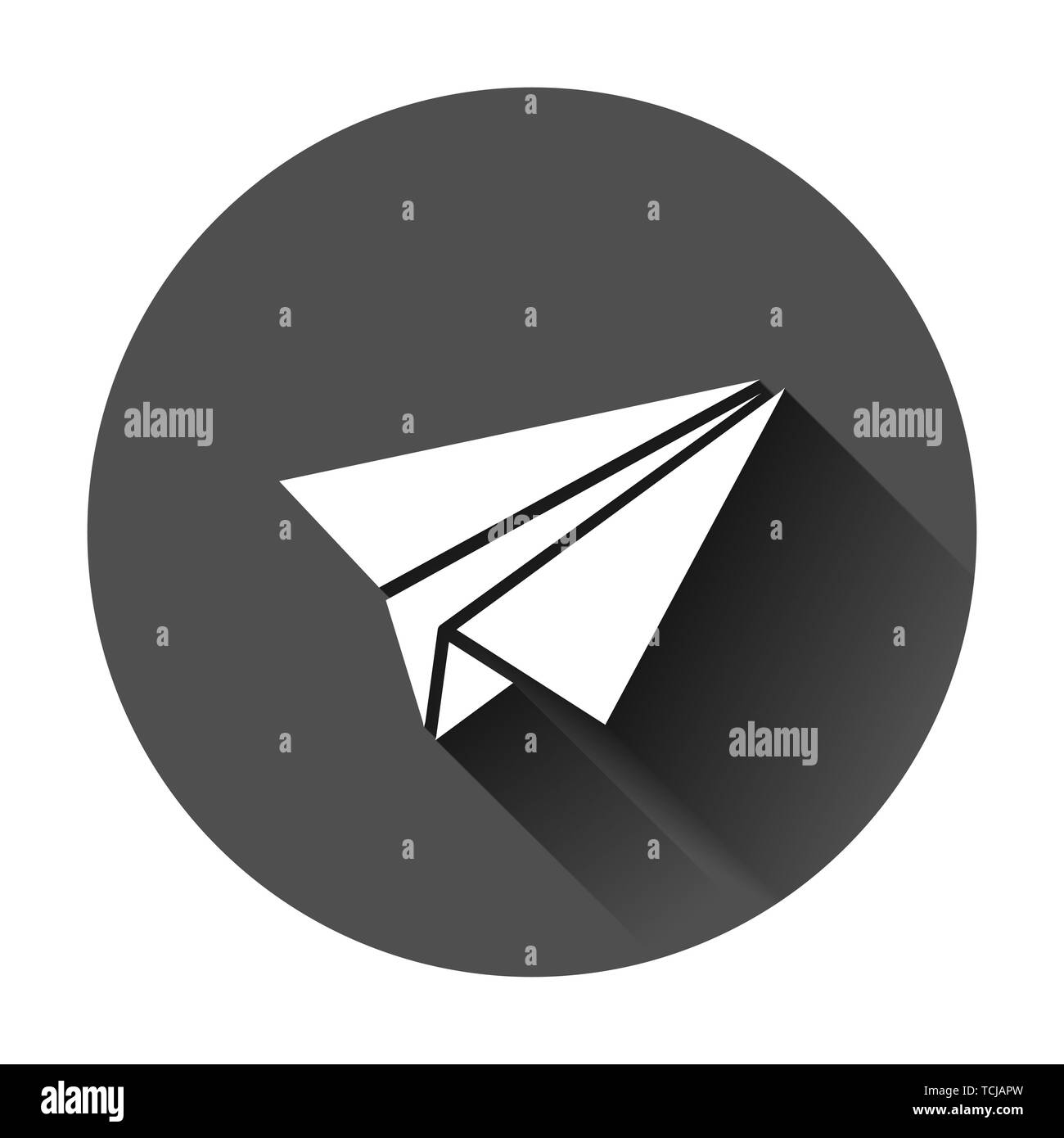 Paper airplane icon in flat style. Plane vector illustration on black ...