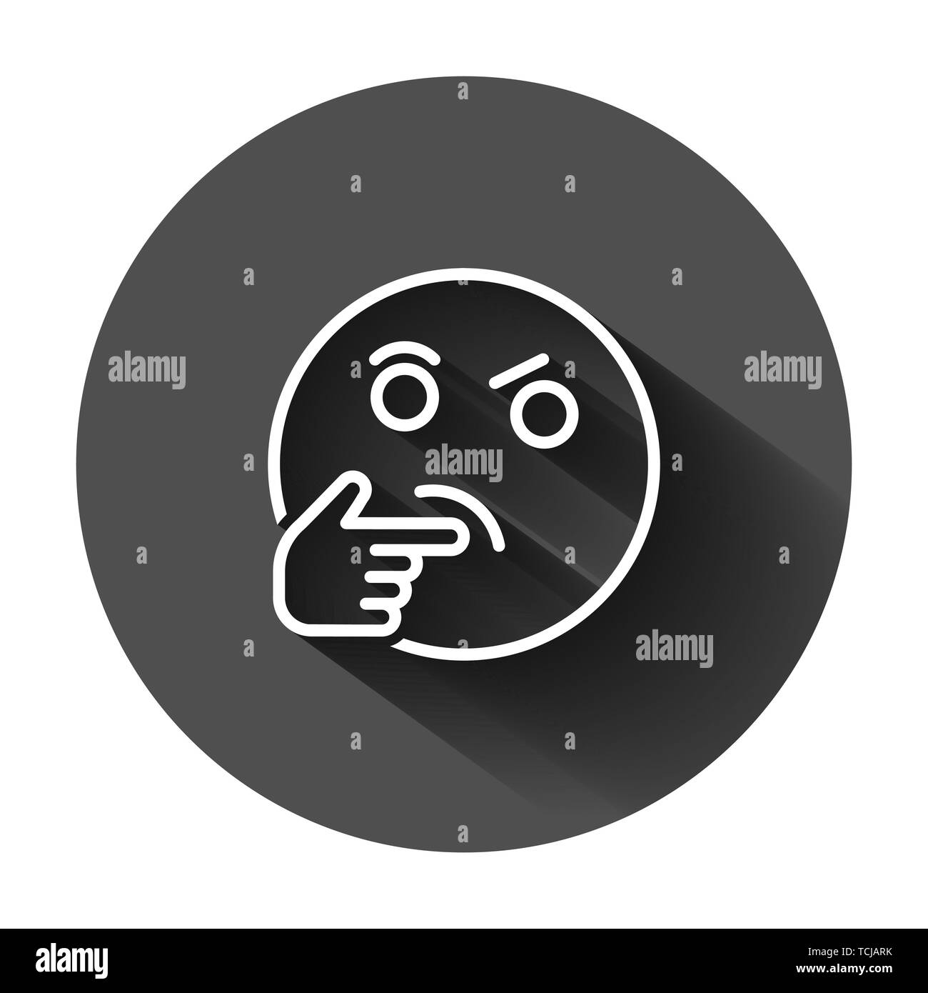 Thinking face icon in flat style. Smile emoticon vector illustration on ...