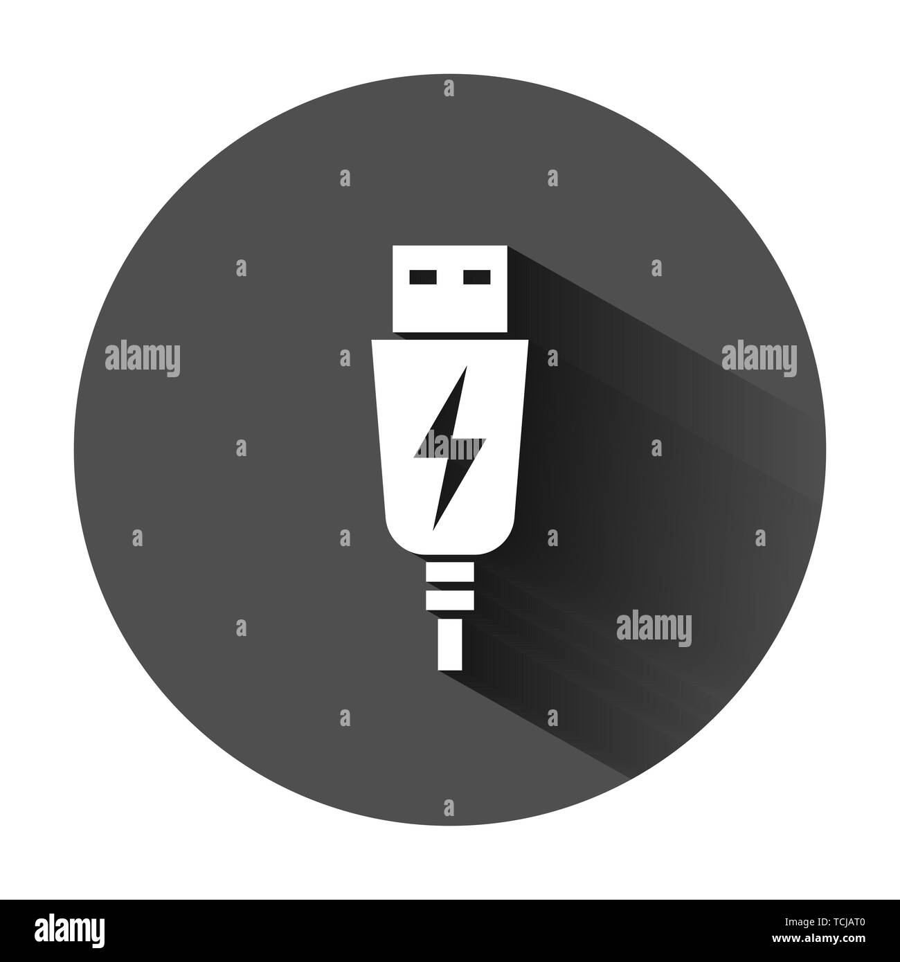 Usb cable icon in flat style. Electric charger vector illustration on ...