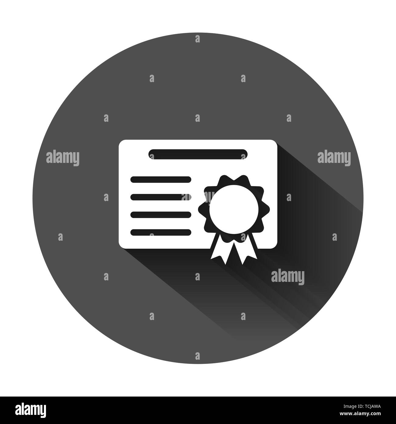 Certificate icon in flat style. License badge vector illustration on ...