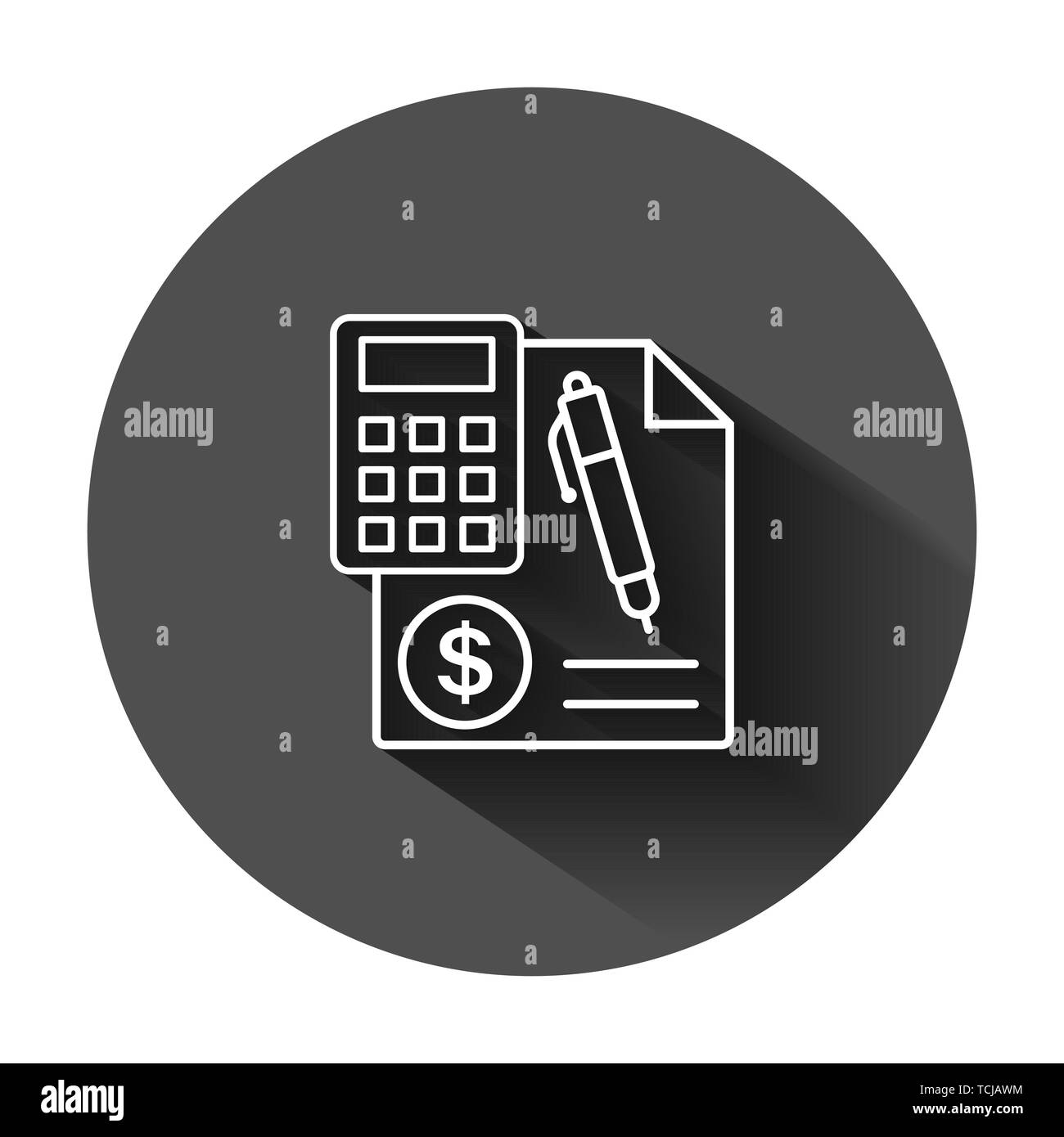 Money calculation icon in flat style. Budget banking vector ...