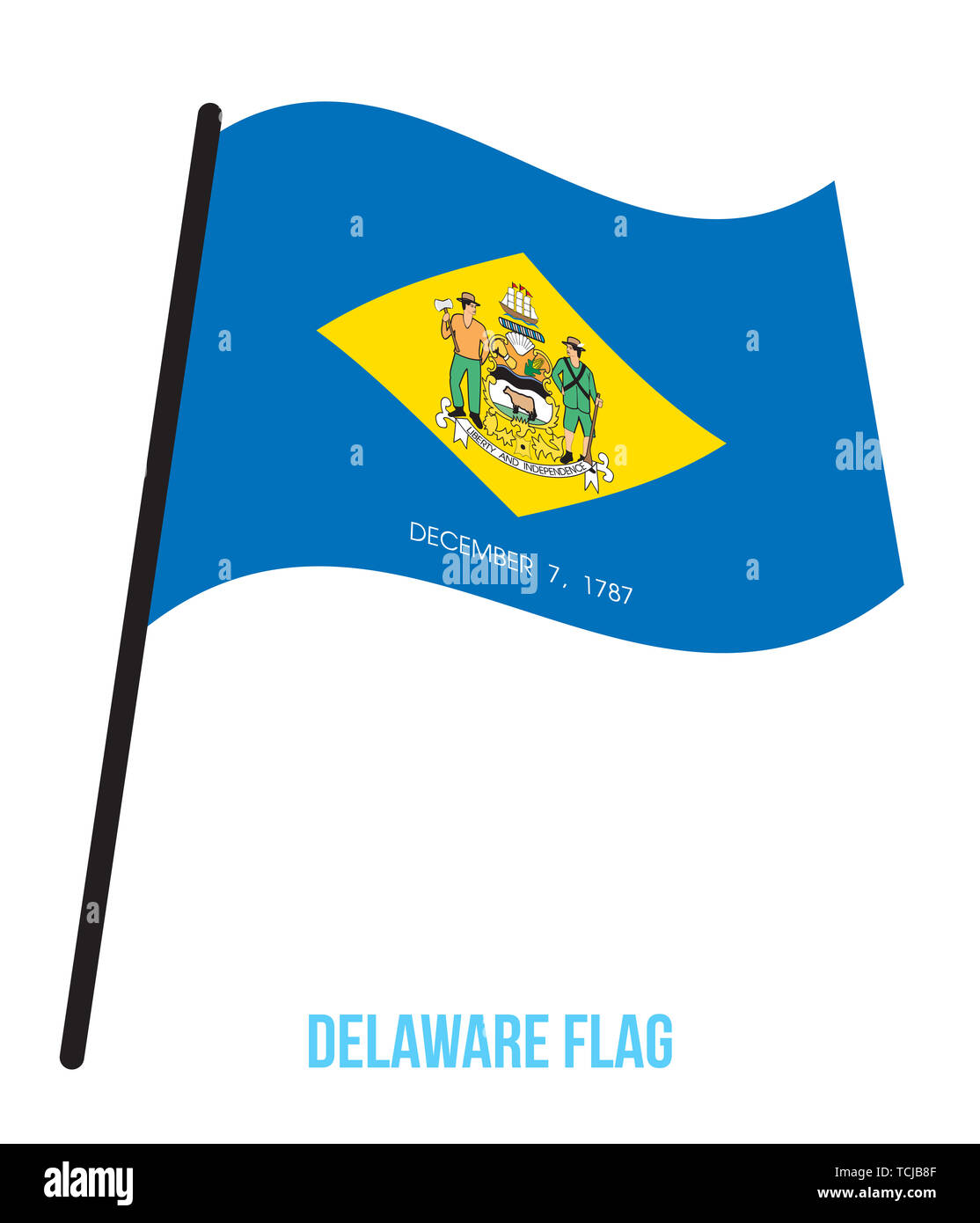 Delaware (U.S. State) Flag Waving Vector Illustration on White ...