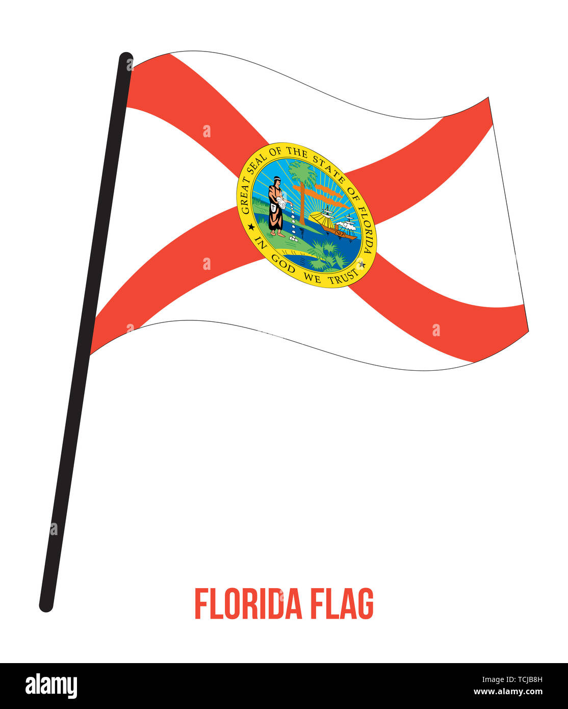 Florida (U.S. State) Flag Waving Vector Illustration on White ...