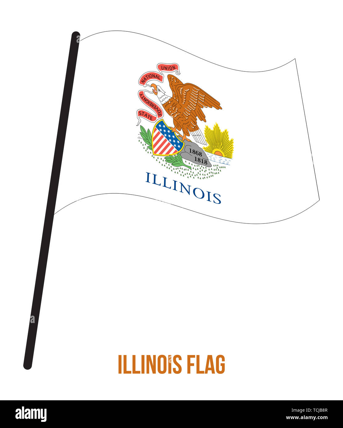 Illinois (U.S. State) Flag Waving Vector Illustration on White ...