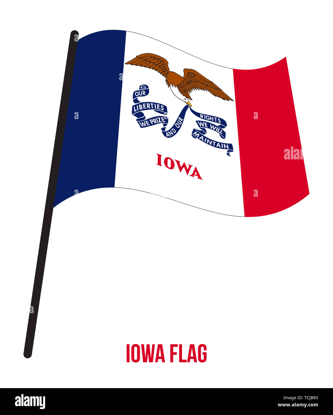 Iowa (U.S. State) Flag Waving Vector Illustration on White Background ...