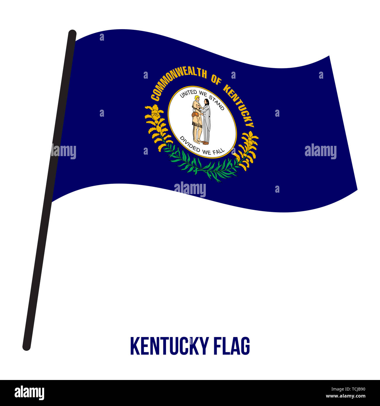 Kentucky (U.S. State) Flag Waving Vector Illustration on White ...