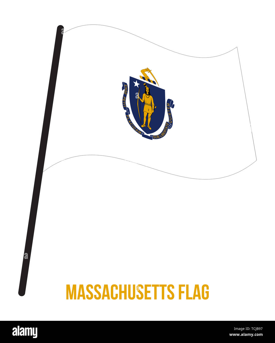 Massachusetts (U.S. State) Flag Waving Vector Illustration on White ...