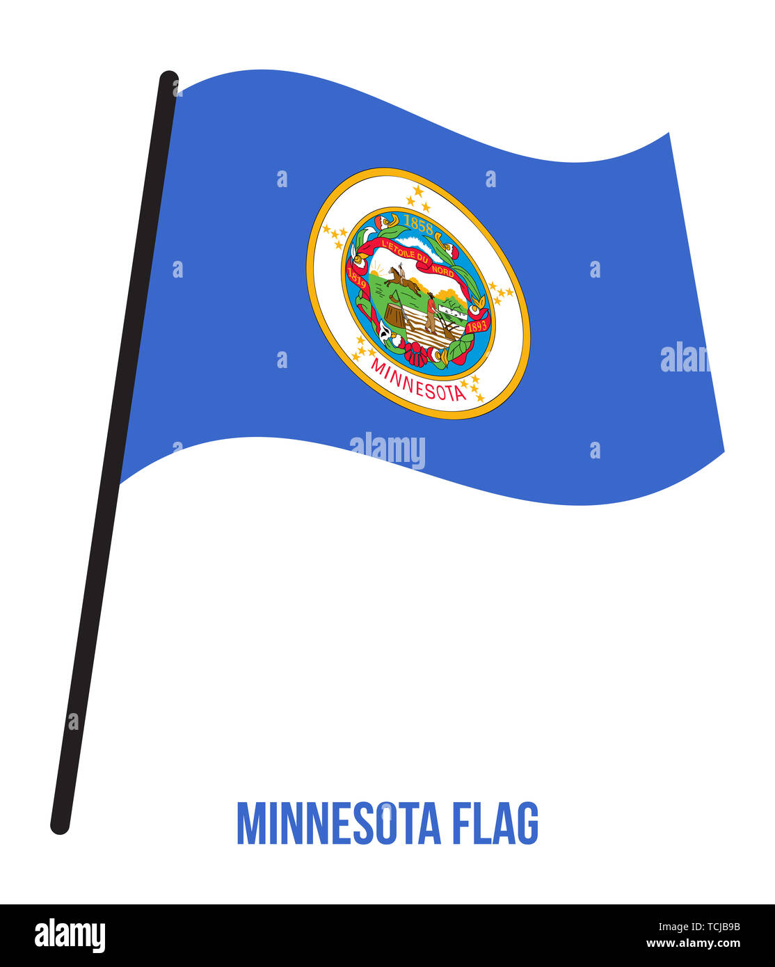 Minnesota (U.S. State) Flag Waving Vector Illustration on White ...