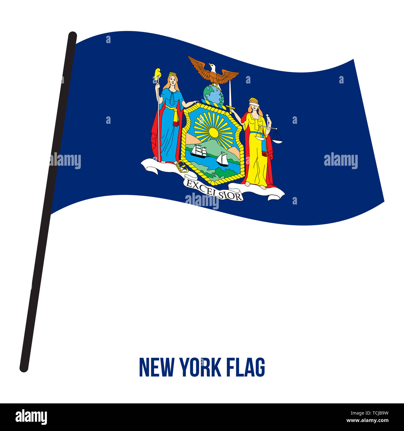 New York (U.S. State) Flag Waving Vector Illustration on White ...