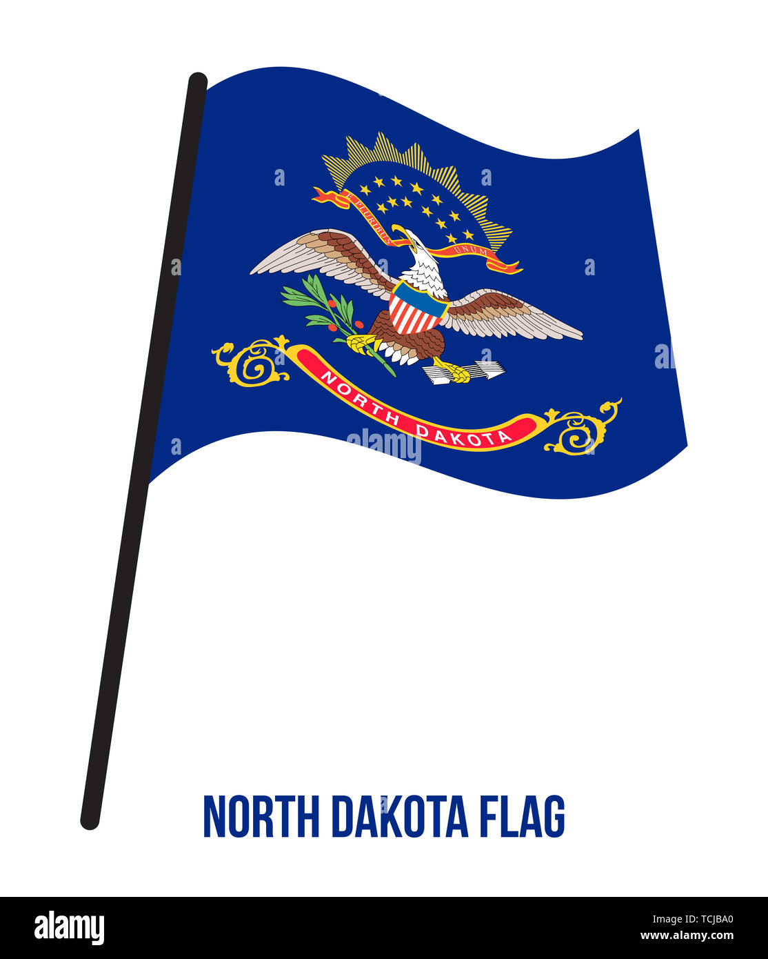 North Dakota (U.S. State) Flag Waving Vector Illustration on White ...
