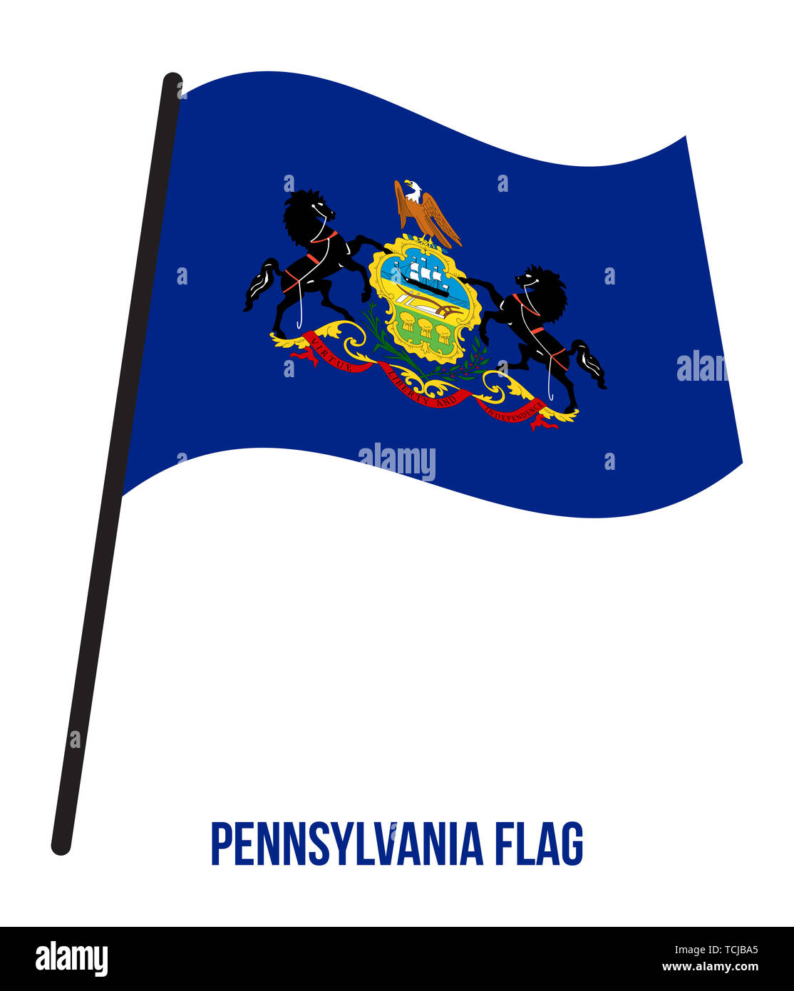 Pennsylvania (U.S. State) Flag Waving Vector Illustration on White ...