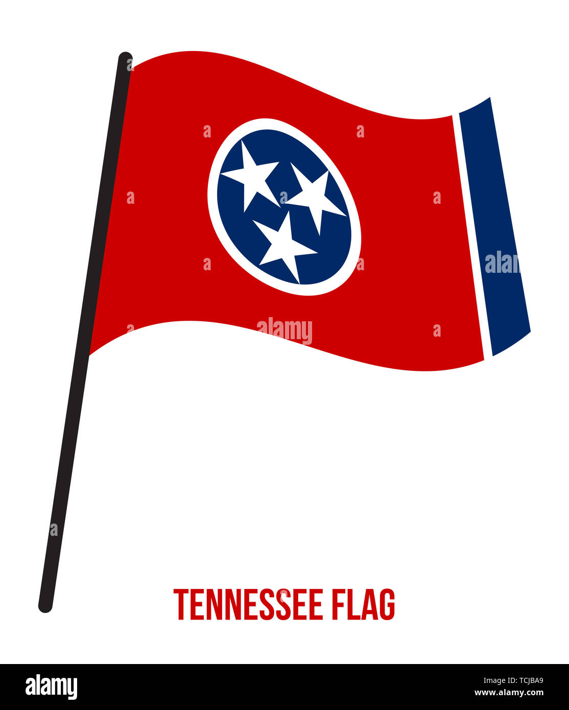 Tennessee (U.S. State) Flag Waving Vector Illustration on White ...